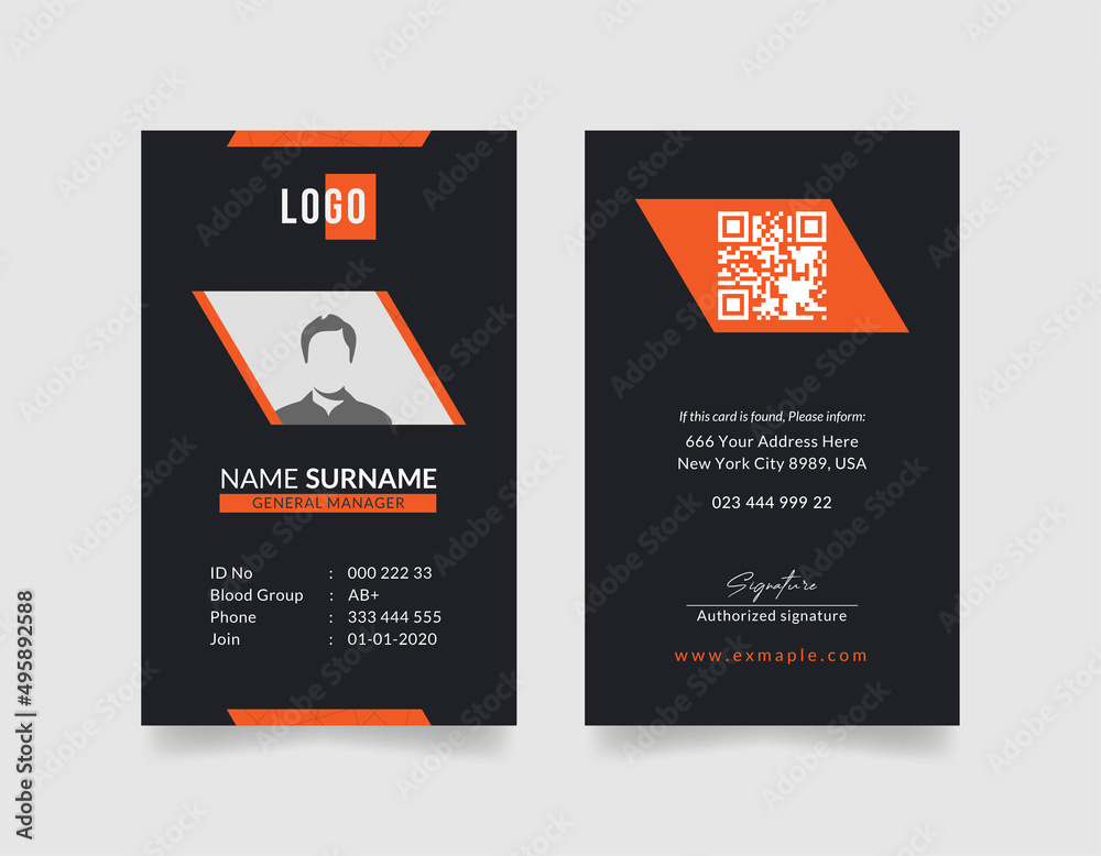 business id card template with photo place. modern layout design with ...