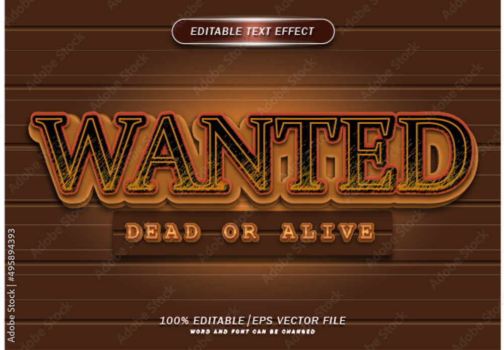 Wanted text style effect with western style editable effect Stock ...