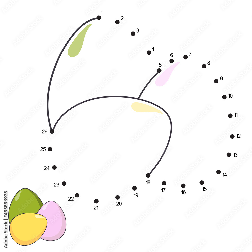 Dot to dot Game. Easter eggs. Connect the dots by numbers to draw the ...