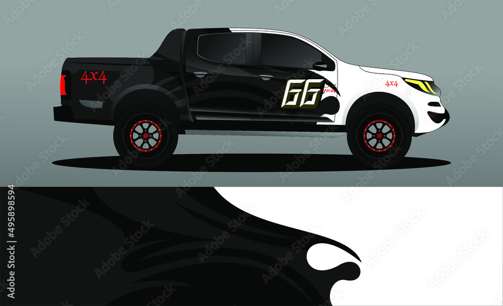 Editable template for wrapping trucks with abstract stickers. High ...