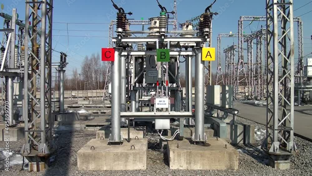 Electrical substation. An electrical installation designed for ...