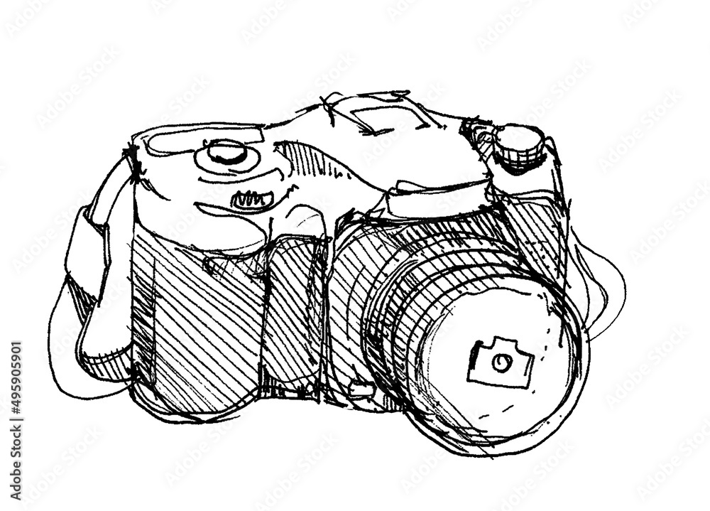 vintage design camera hand drawing doodle illustration Stock ...