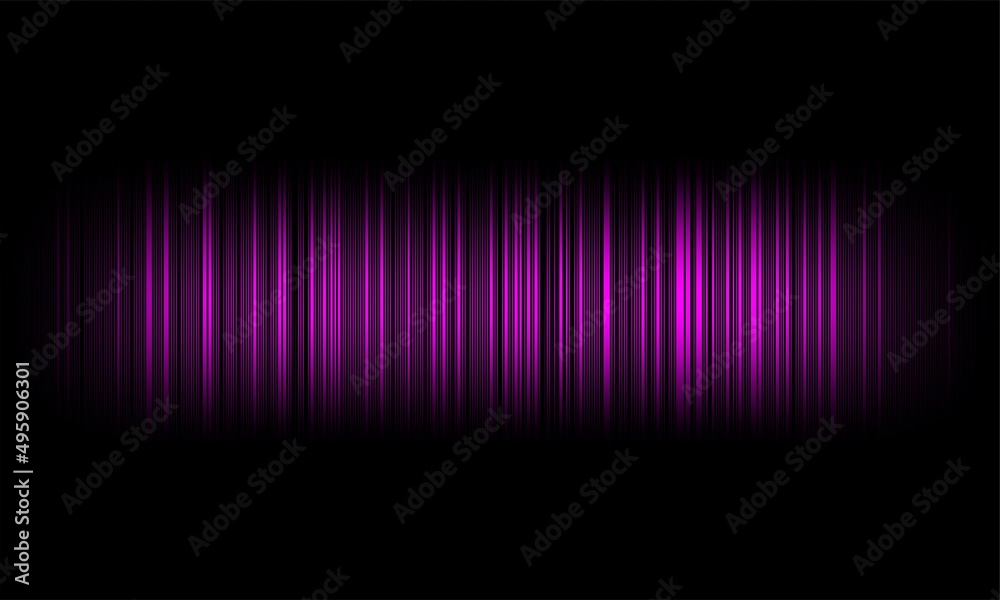 Abstract Purple Digital equalizer audio sound waves on black background ...