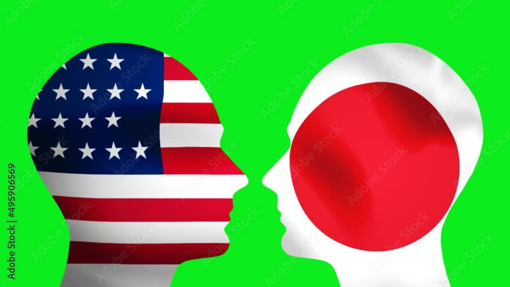 Video Stock Policy or geographic concept. Japan and United States of ...