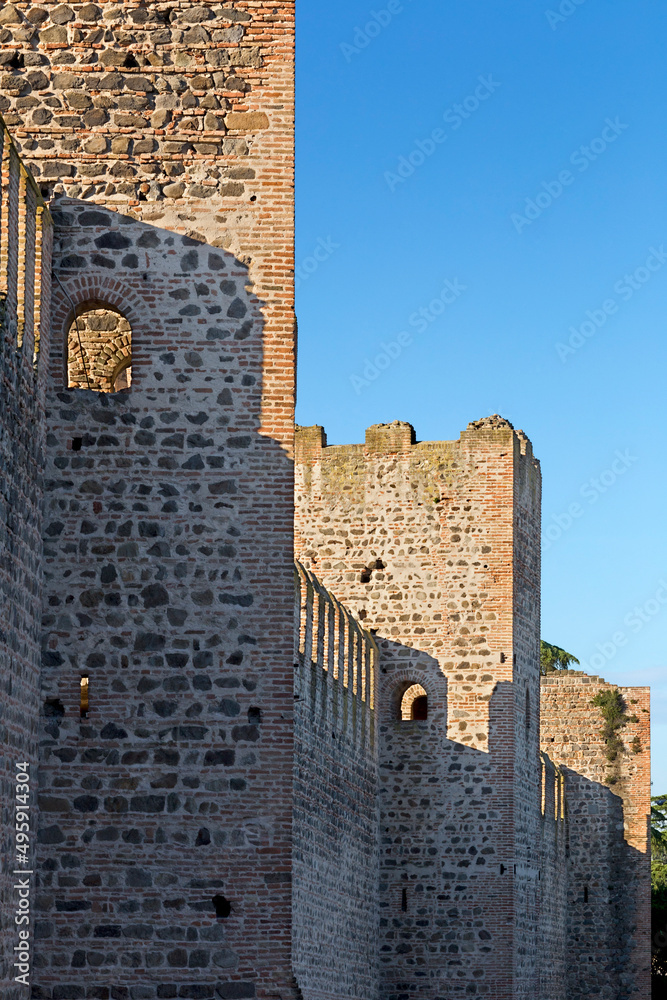 Medieval towers and walls of the Carrarese castle in Este. Padova ...