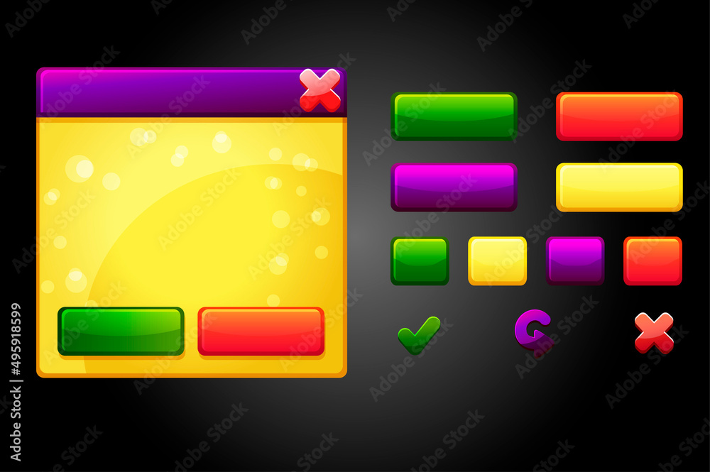 Vector cartoon set game ui buttons, UI Stock Vector | Adobe Stock