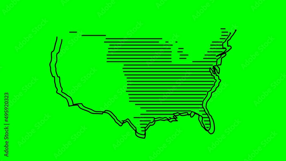US Map Animation Black White Green Screen | 2D Animated USA Border ...