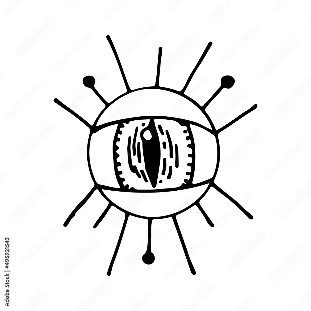 All seeing eye line. Mystical symbol of mind and spirit. Secret third ...