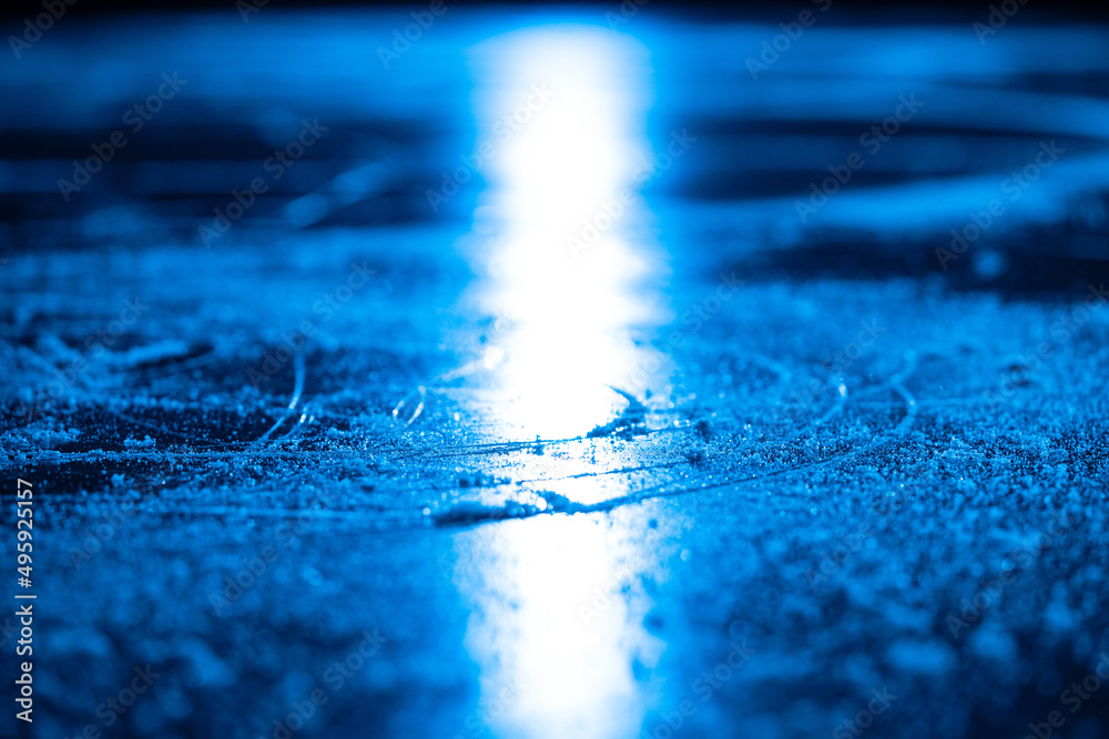 Ice background and texture with scratches from skating and hockey. Ice ...