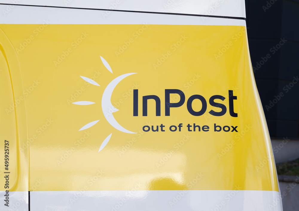 InPost logo on the side of Nissan e-NV200 car, electric delivery truck ...