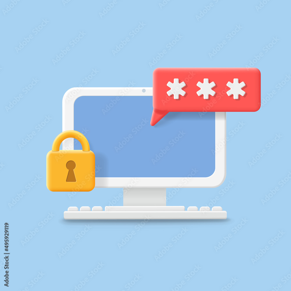 Computer security concept. Monitor with code and lock concept ...