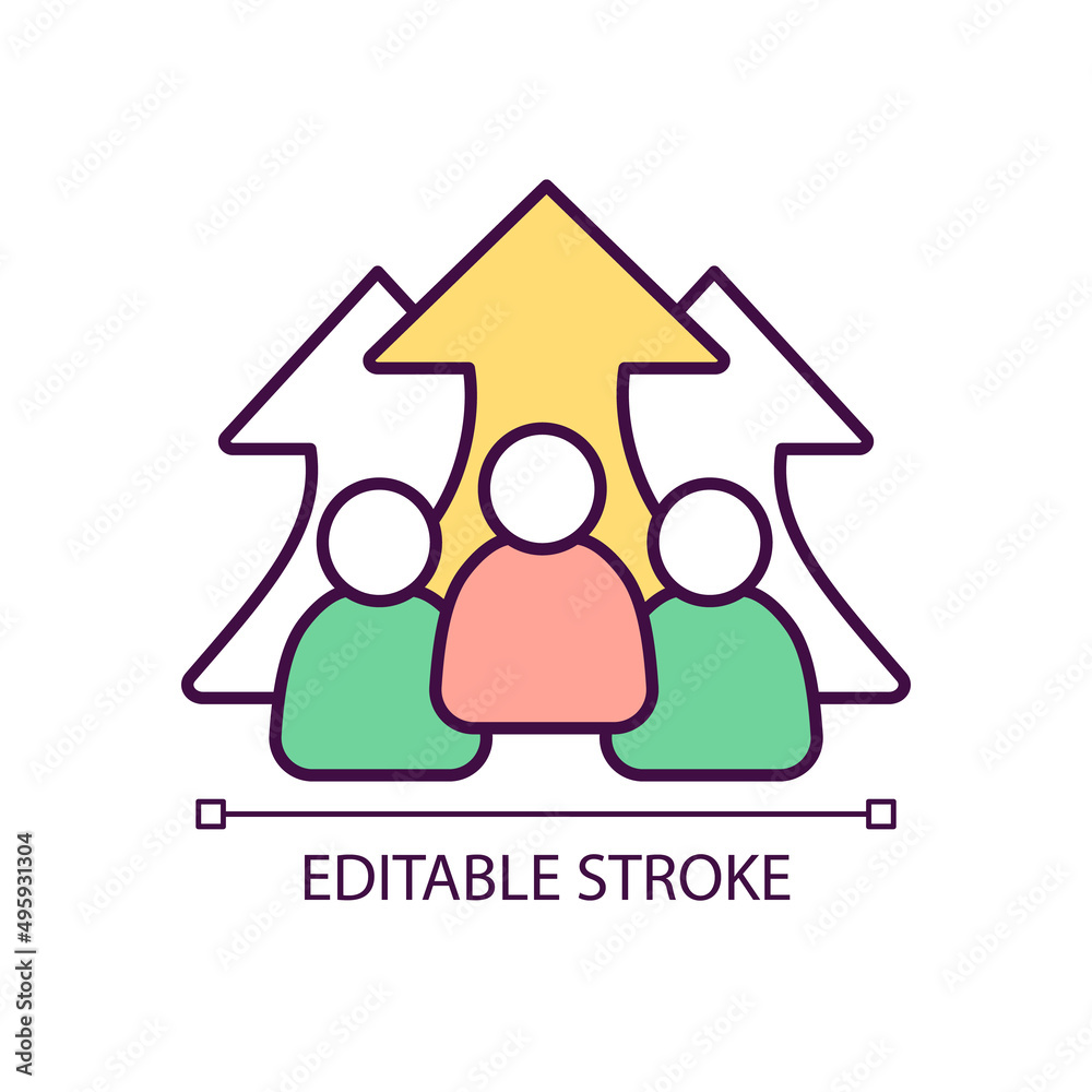 Population growth RGB color icon. Demographic development. Growing ...