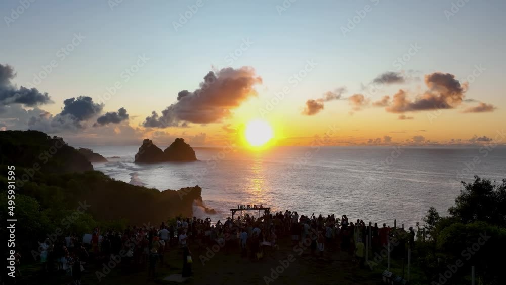Sunset bay water archipelago of Fernando de Noronha at brazilian ...