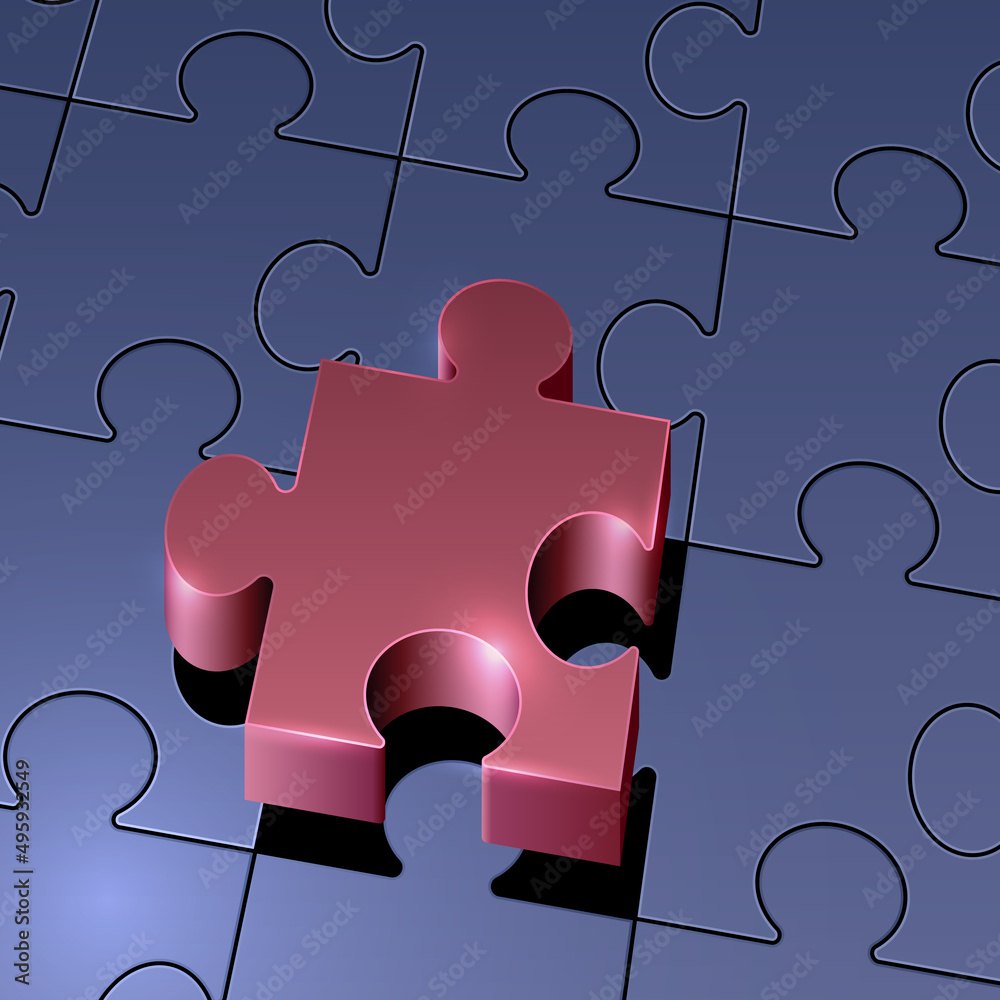 Simple realistic puzzles. Vector illustration of a set of puzzles with ...