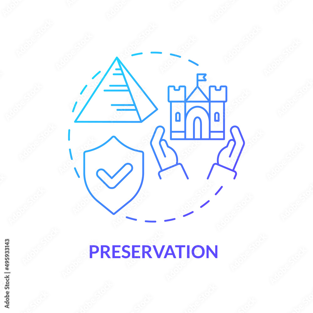 Preservation blue gradient concept icon. Program of protection. Type of ...