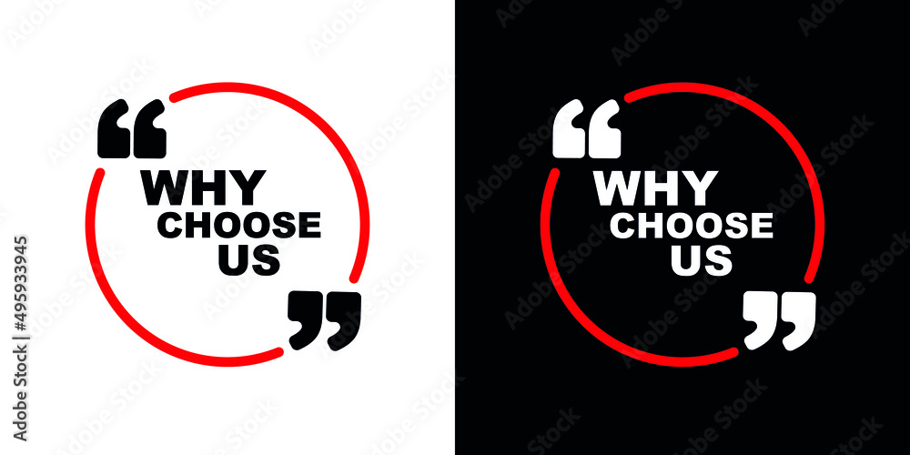 why choose us sign on white background Stock Vector | Adobe Stock
