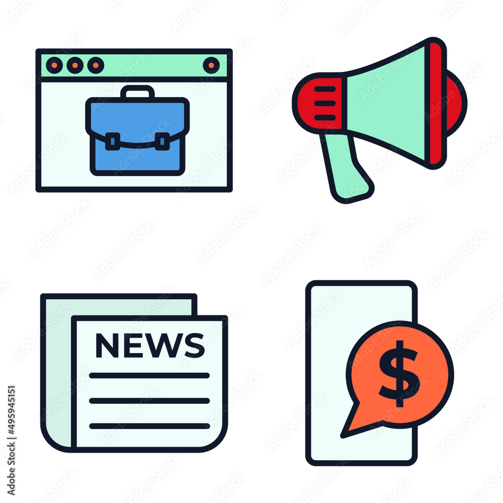 media advertising set icon symbol template for graphic and web design ...