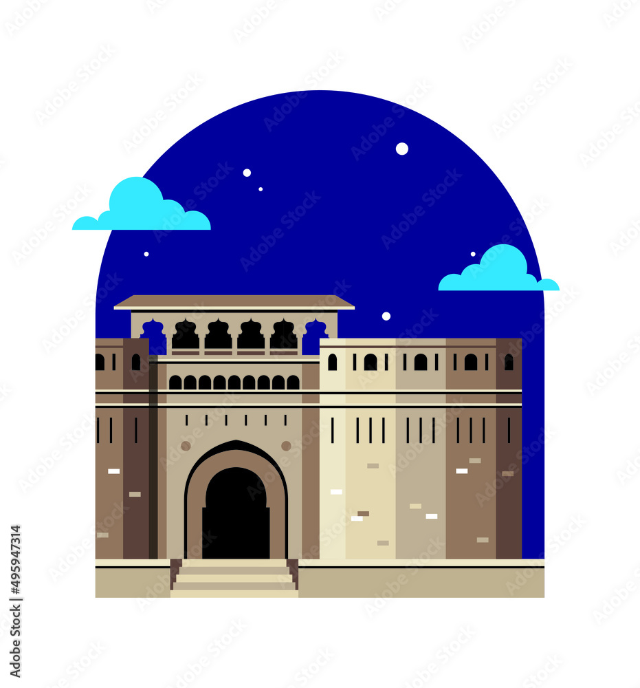 historical Shanivar wada, Pune India. Vector flat graphic illustration ...