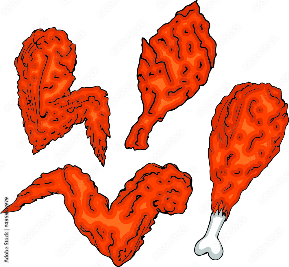 Crispy chicken wings Fast food Illustration, digital art , restaurant ...