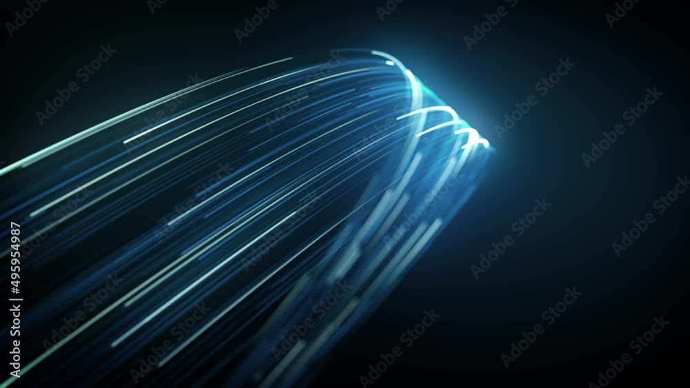 Abstract Light Fiber Strings Flowing Background Loop/ 4k animation of ...
