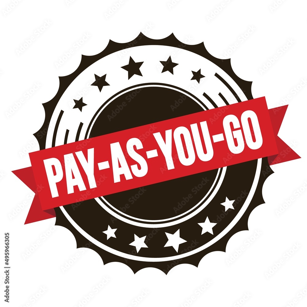 PAY-AS-YOU-GO text on red brown ribbon stamp. Stock Illustration ...