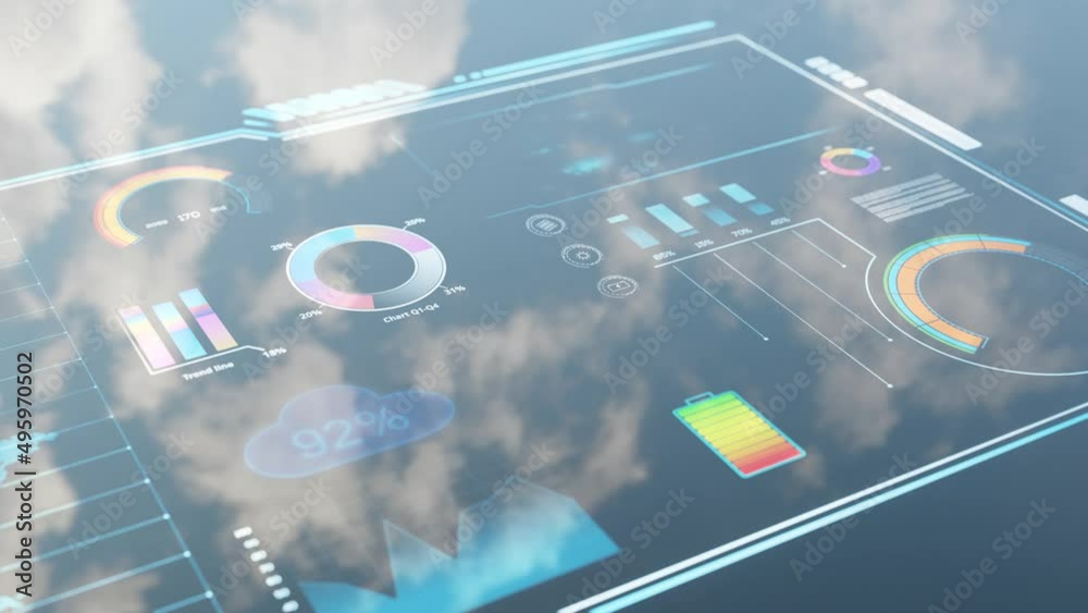 Vidéo Stock Data chart technology display with different charts and ...