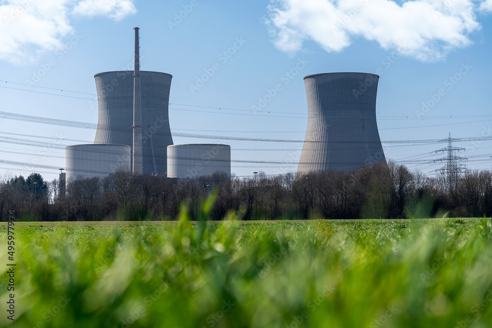 cooling towers of a nuclear power plant, nuclear power plant AKW Stock ...