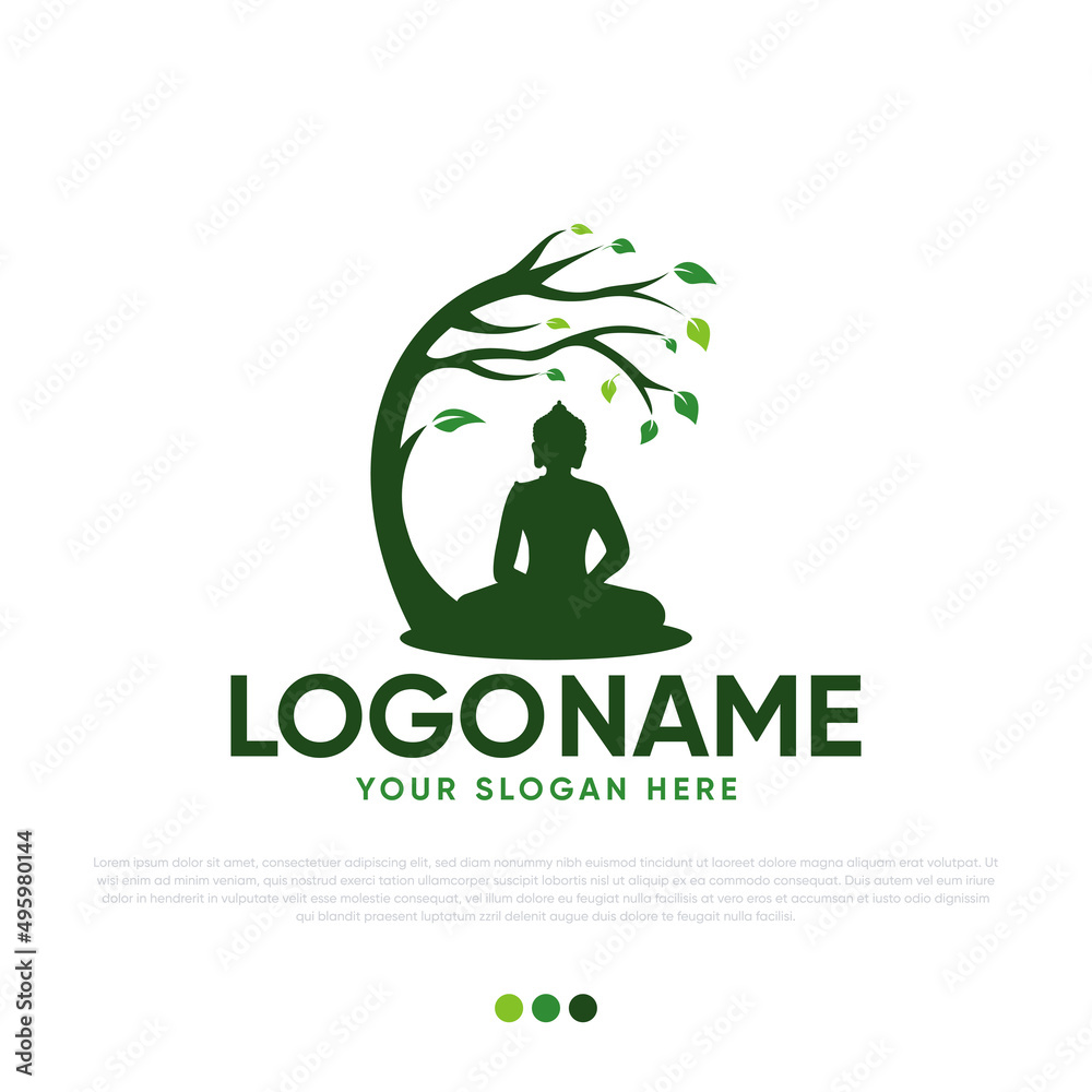 buddha with tree logo design premium vector Stock Vector | Adobe Stock