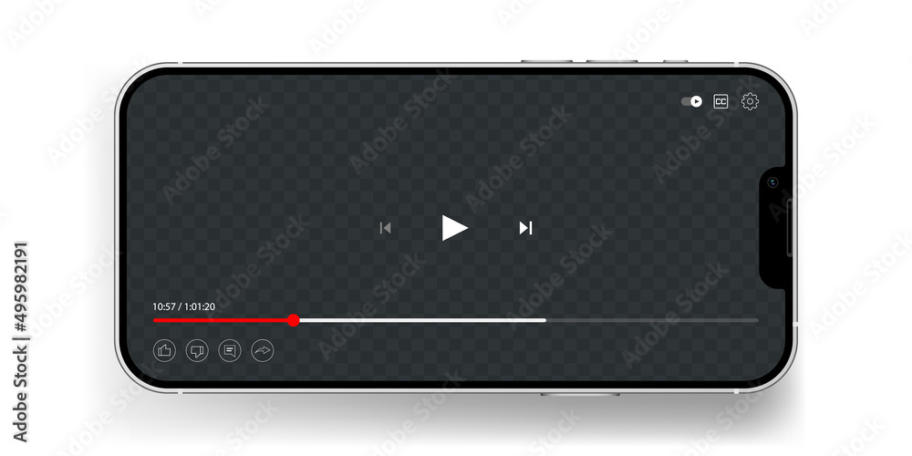 Vetor de Youtube video player on smartphone screen. Mobile version of ...