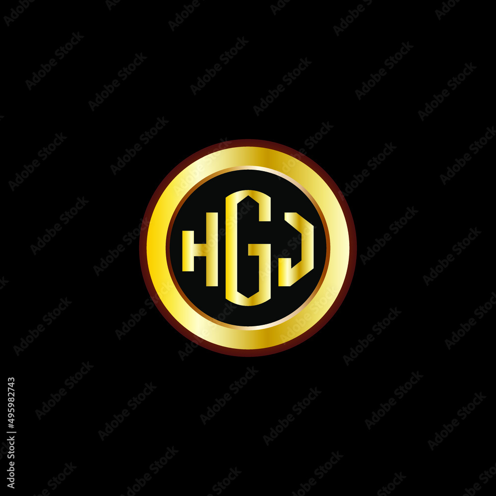 HGJ letter circle logo design. HGJ letter logo design with black ...