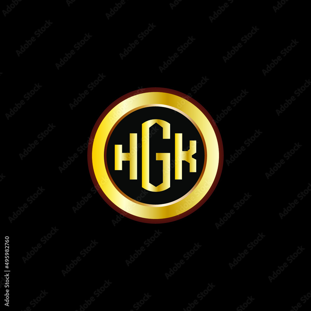HGK letter circle logo design. HGK letter logo design with black ...