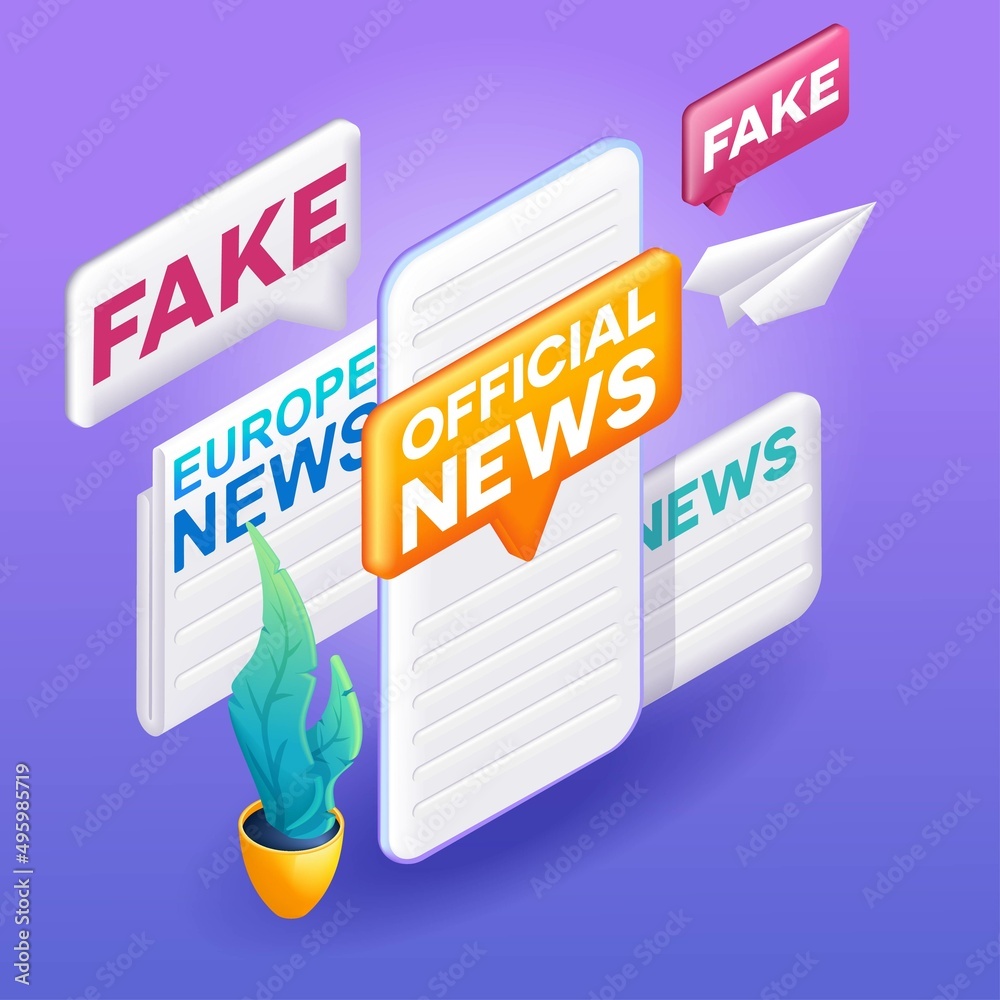 Trending 3D Isometric. Colorful cartoon illustration. Official news ...