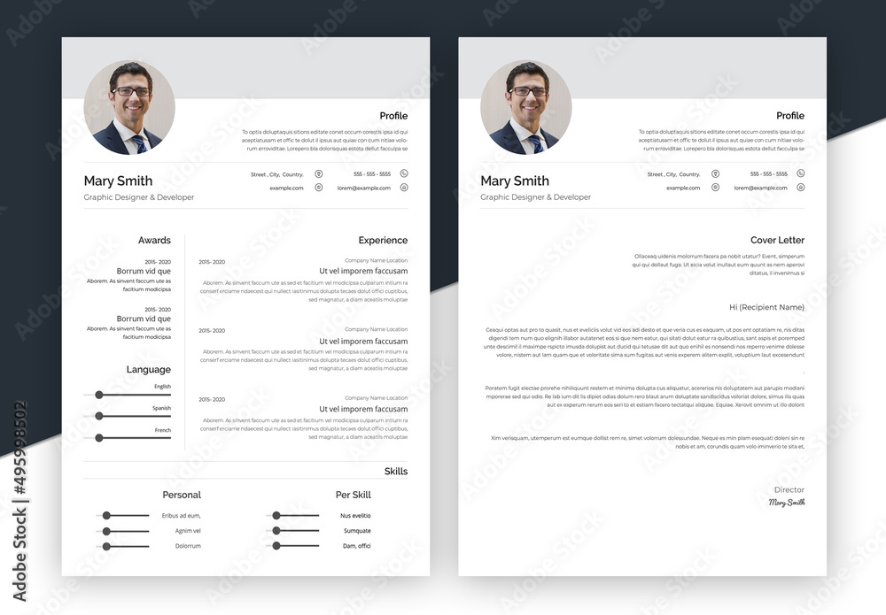 Simple Resume Layout Stock Template | Adobe Stock
