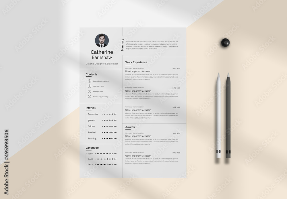 Clean Creative Resume Stock Template | Adobe Stock