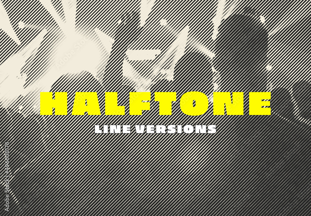 Line Halftone Photo Effect Mockup Stock Template | Adobe Stock