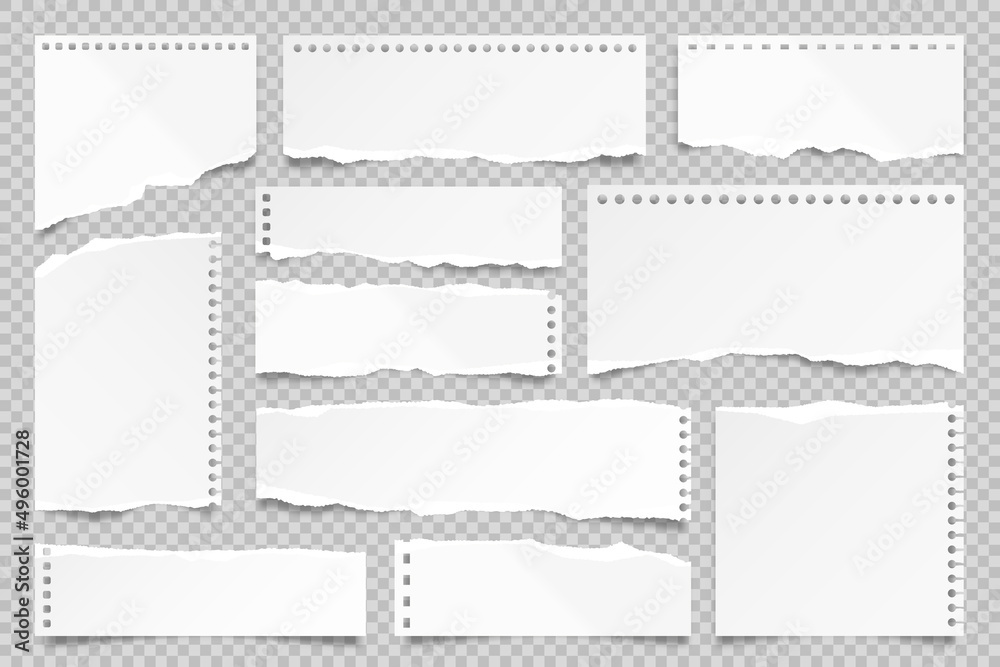 Ripped paper strips isolated on transparent background. Realistic paper ...