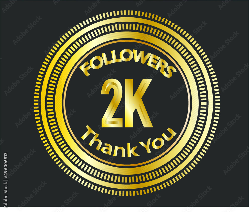 2k followers celebration design with golden numbers. Vector ...