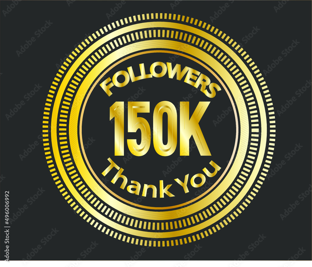 150k followers celebration design with golden numbers. Vector ...