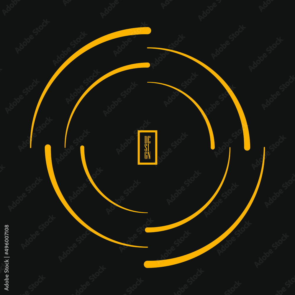 Curved yellow speed lines in round form. Trendy design element for ...