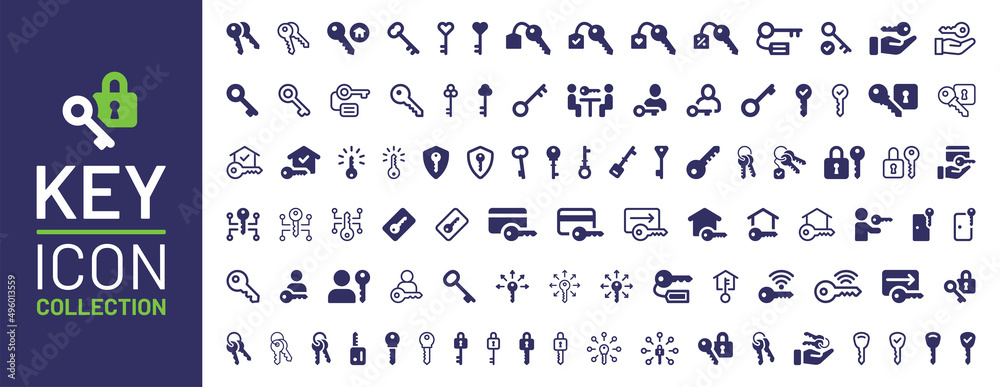 Key access icon collection. Security and privacy symbol vector ...