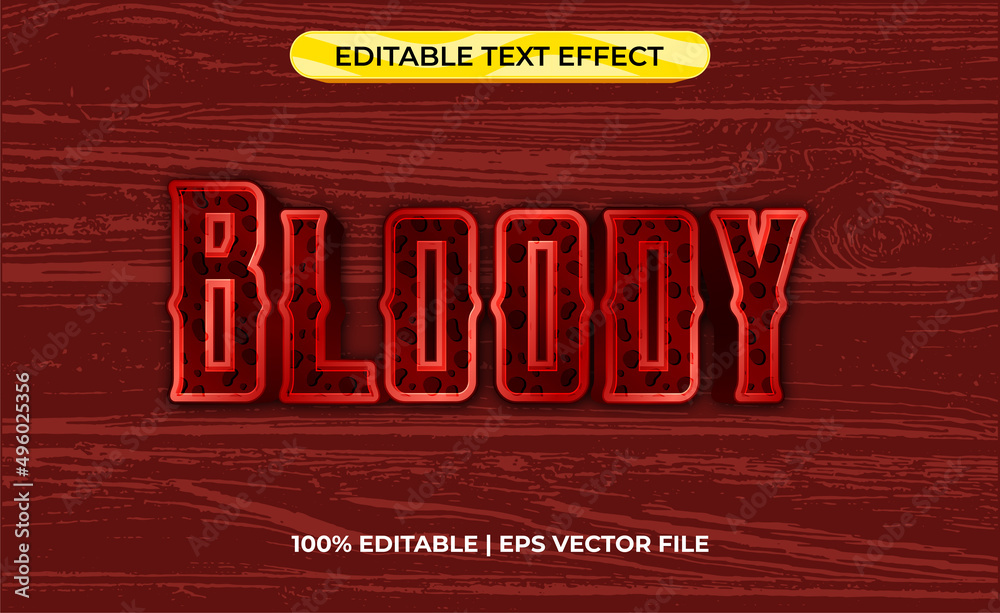 bloody 3d text effect with red blood theme. typography template for ...