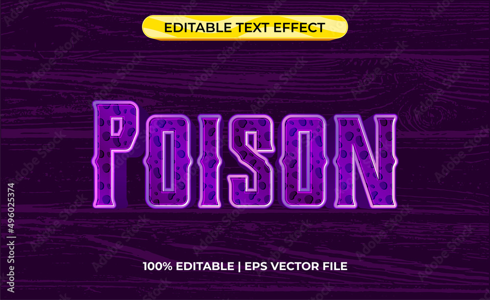 poison 3d text effect with purple theme. typography template for toxic ...