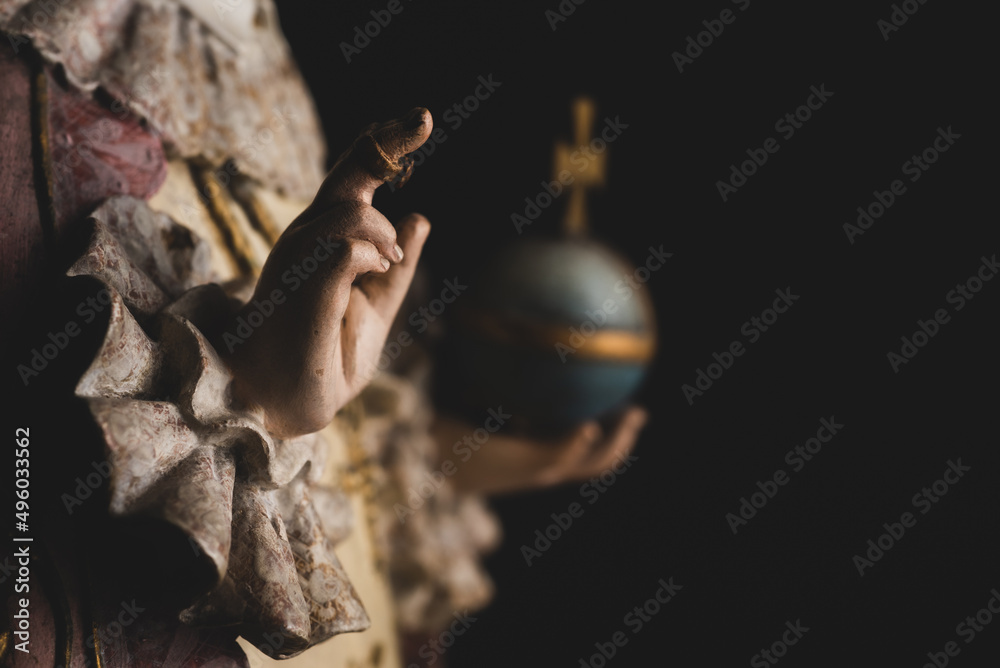 statue of the Child Jesus holding a globus cruciger of Spanish origin ...