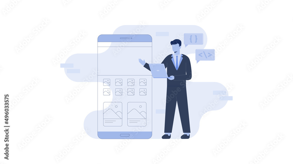 Flat illustration of programmer Stock Vector | Adobe Stock