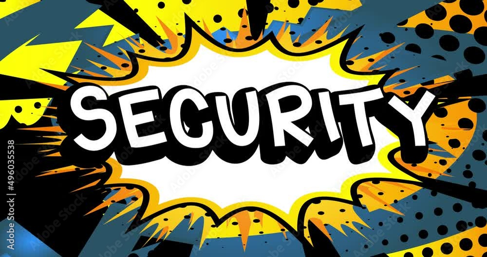 Security. Motion poster. 4k animated Comic book word text moving on ...