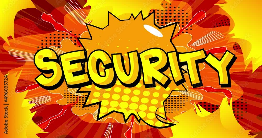 Security. Motion poster. 4k animated Comic book word text moving on ...