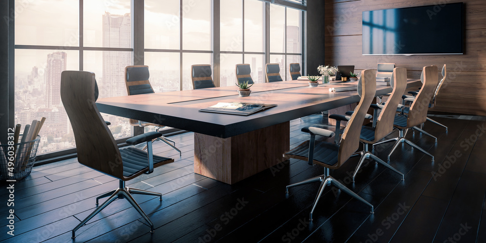 Meeting Area Interior in Design - panoramic 3D Visualization Stock ...