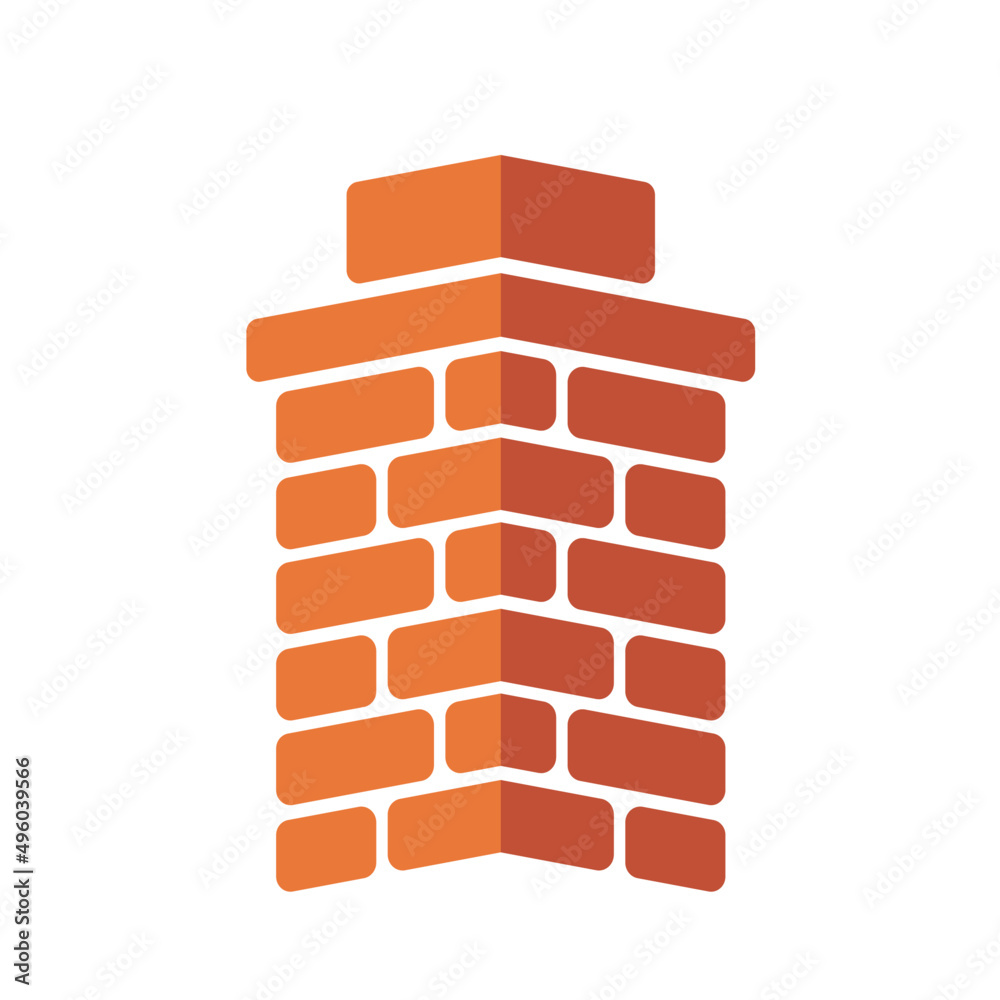 chimney vector illustration clay brick chimney Flat design style Icon ...