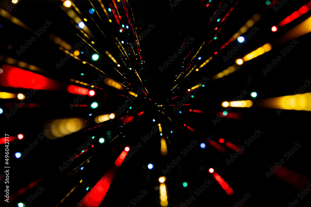 Blur speed effect of colorful lights on black isolated background ...