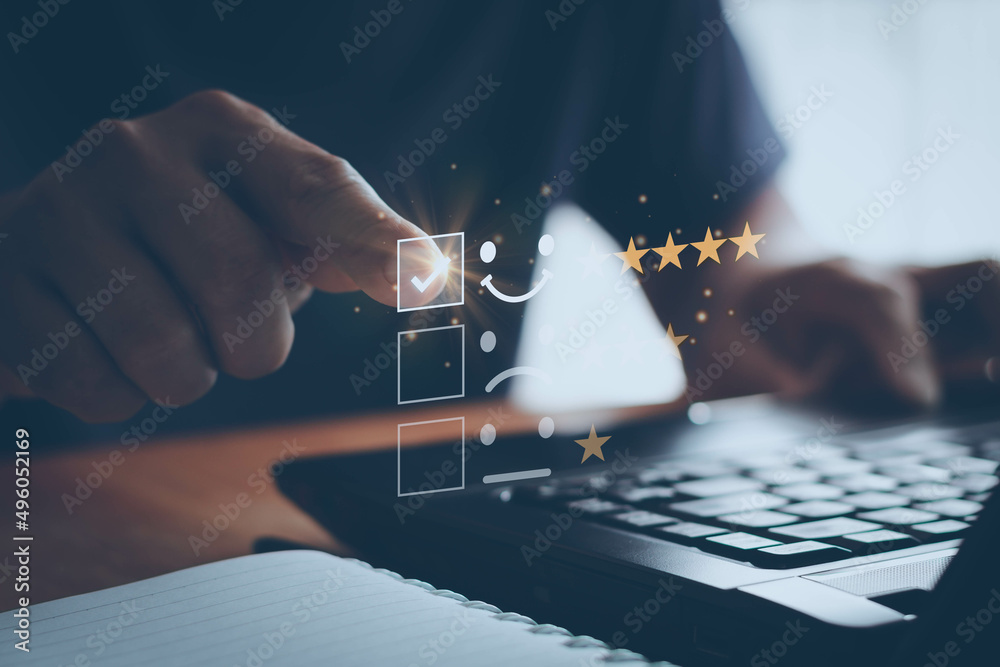 Online customer service and satisfaction survey concept with internet ...